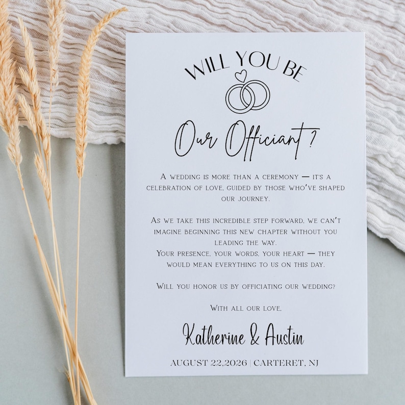 Officiant Proposal Template: Editable Wedding Thank You Card (canva ...