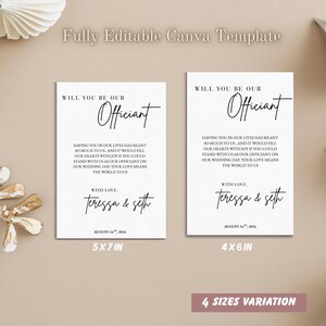 Editable Officiant Proposal Card: Wedding Thank You, Canva Template ...