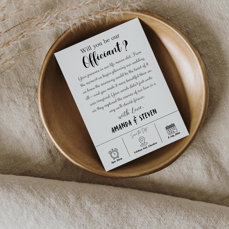 Editable Officiant Proposal Card: Wedding Thank You, Canva Template ...
