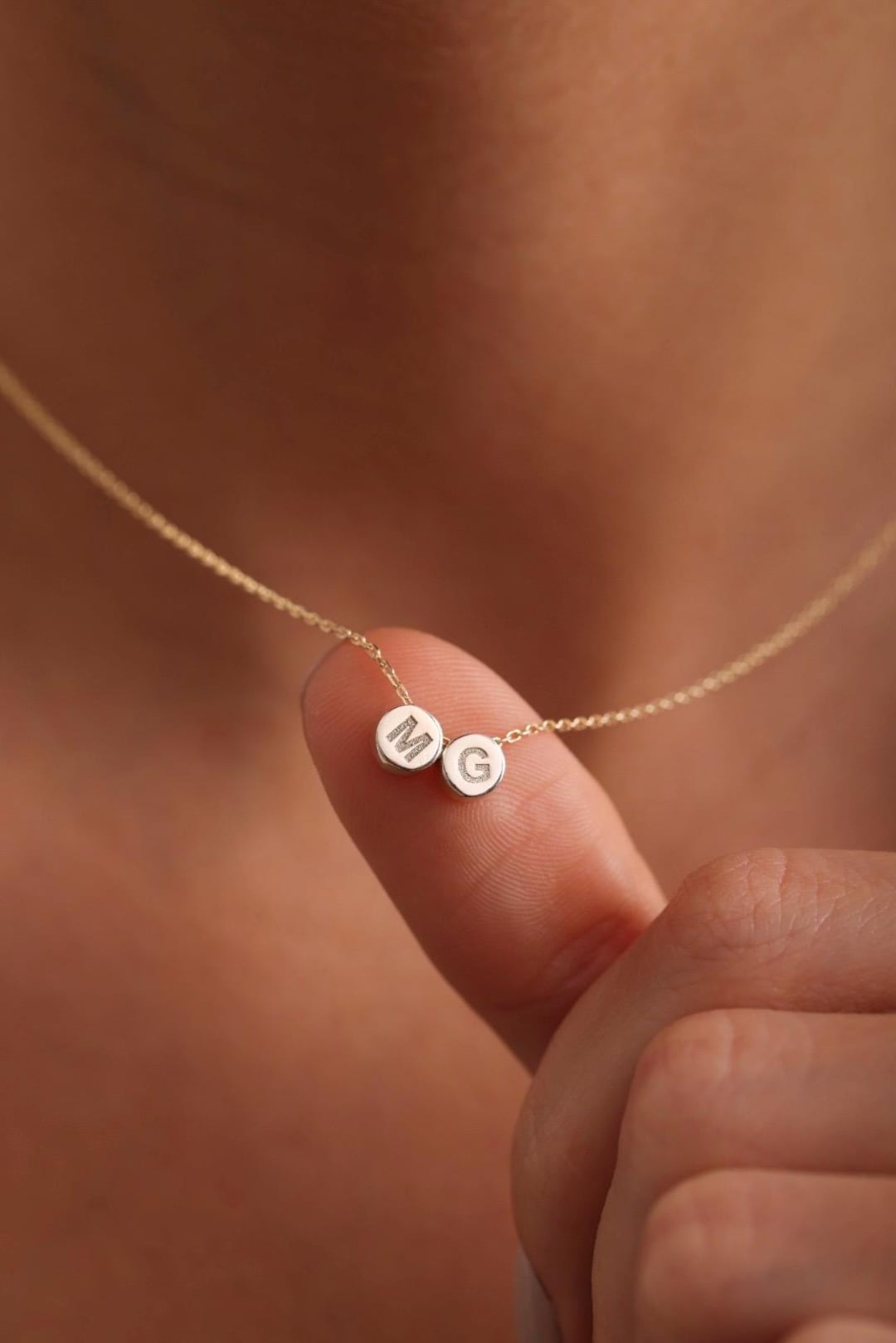 Initial Disc Necklace, Dot Necklace, Gold Initial Necklace, Initial Necklace, Multiple Initial ...