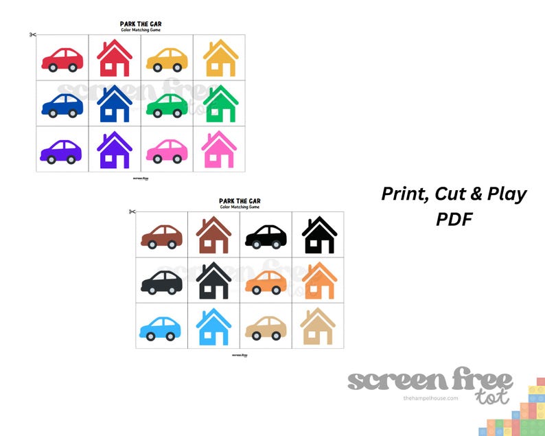 Printable Car Color Matching Game for Toddlers | Screen-free Activity ...