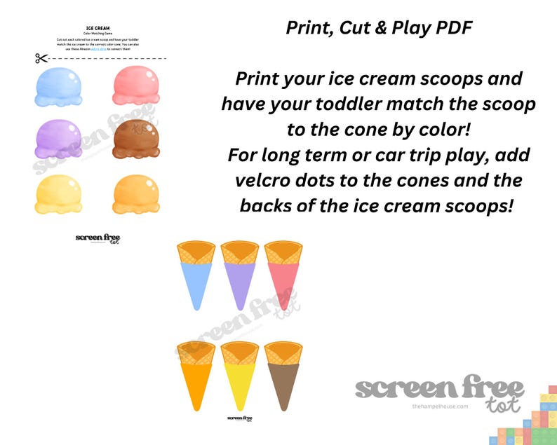 Printable Ice Cream Matching Game for Toddlers | Screen-free Activity ...