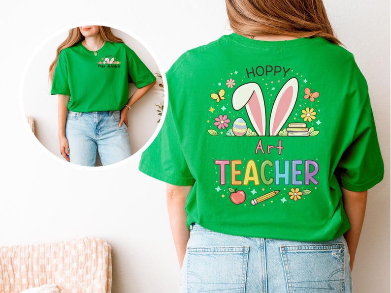 Personalized Art Teacher Easter Bunny Shirt, Custom Name School Tee - Etsy