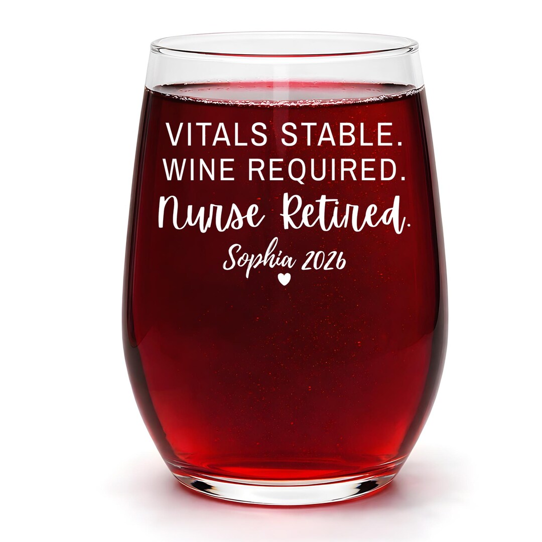 Retired Nurse Stemless Wine Glass, Vitals Stable - Etsy