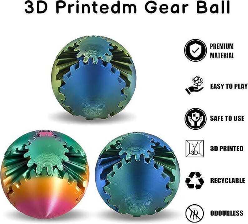 3D Printed Gear Ball Fidget Toy, Transformable Puzzle, Gradient Colors ...