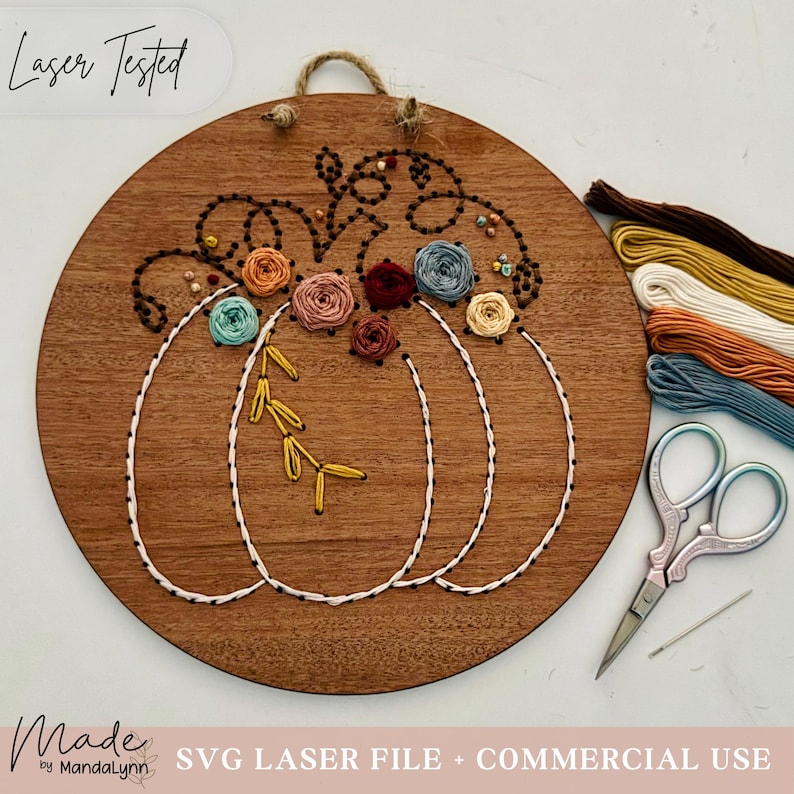 DIY Pumpkin Sign SVG: Laser Cut File, Wooden Embroidery Design - Etsy