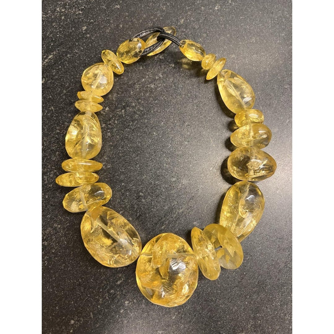 Vtg Gerda Lynggaard Monies Runway Huge Yellow Chunky Lucite Necklace ...
