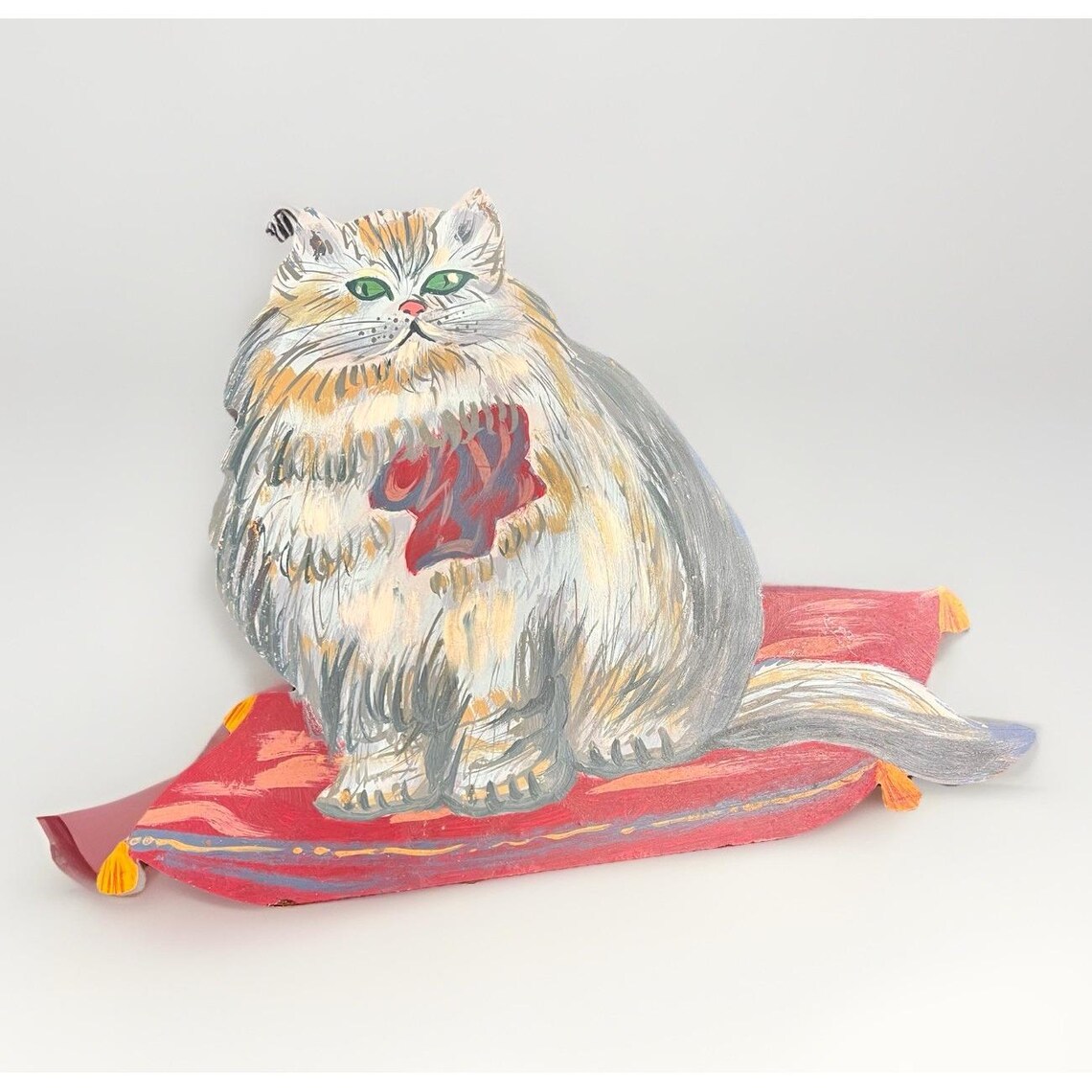 The Strata Group 1990 Accessories Hand Painted Wooden Cat Display 14"x ...