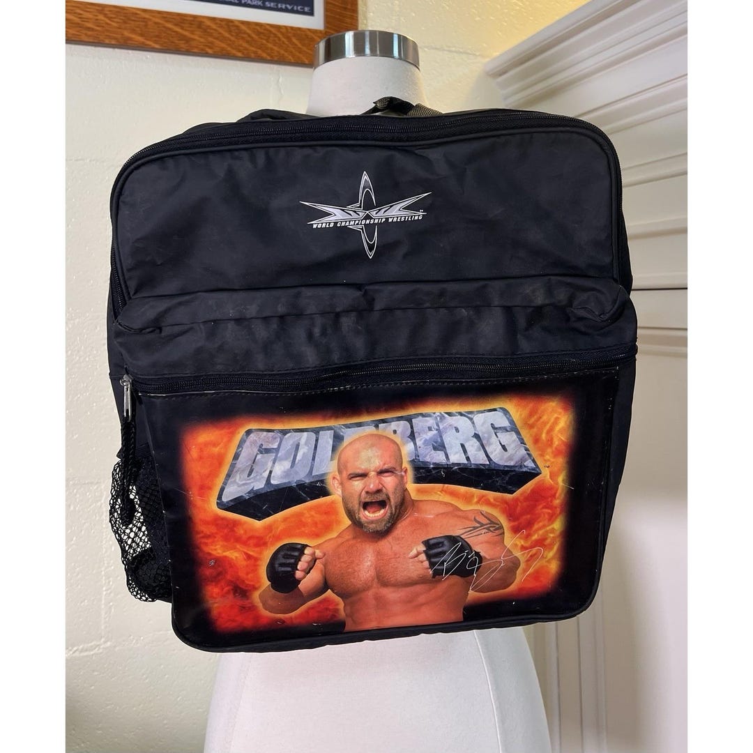 Vtg WCW/NWO Wrestling Bill Goldberg Back Pack 1998 Bag With Water ...