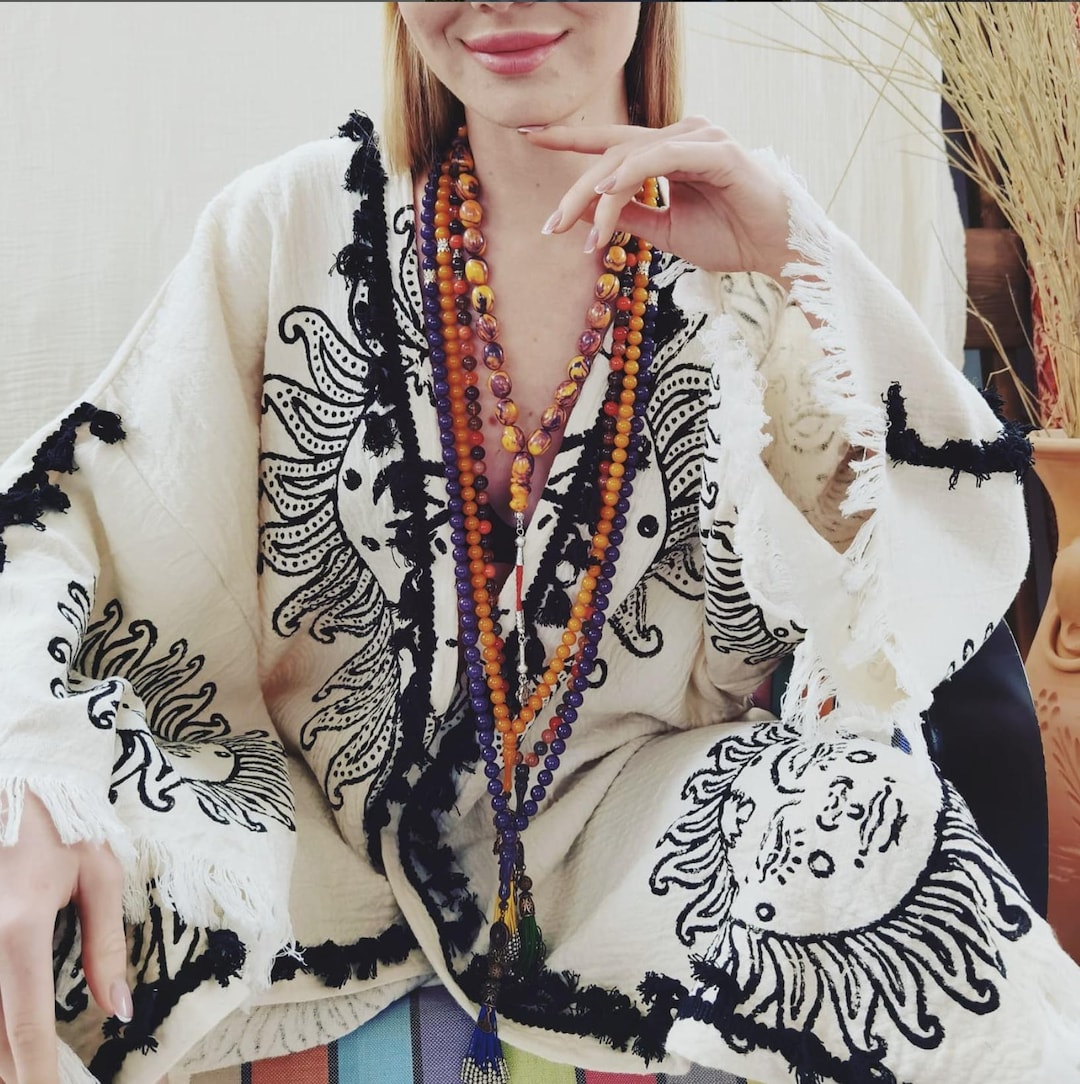 Handmade Cotton Kimono Robe: "the Sun" Wood Block Print - Etsy