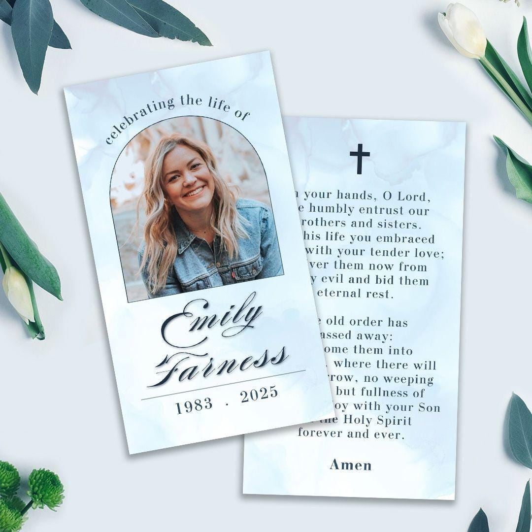 Personalized Funeral Memorial Card - Editable Canva Template - Etsy