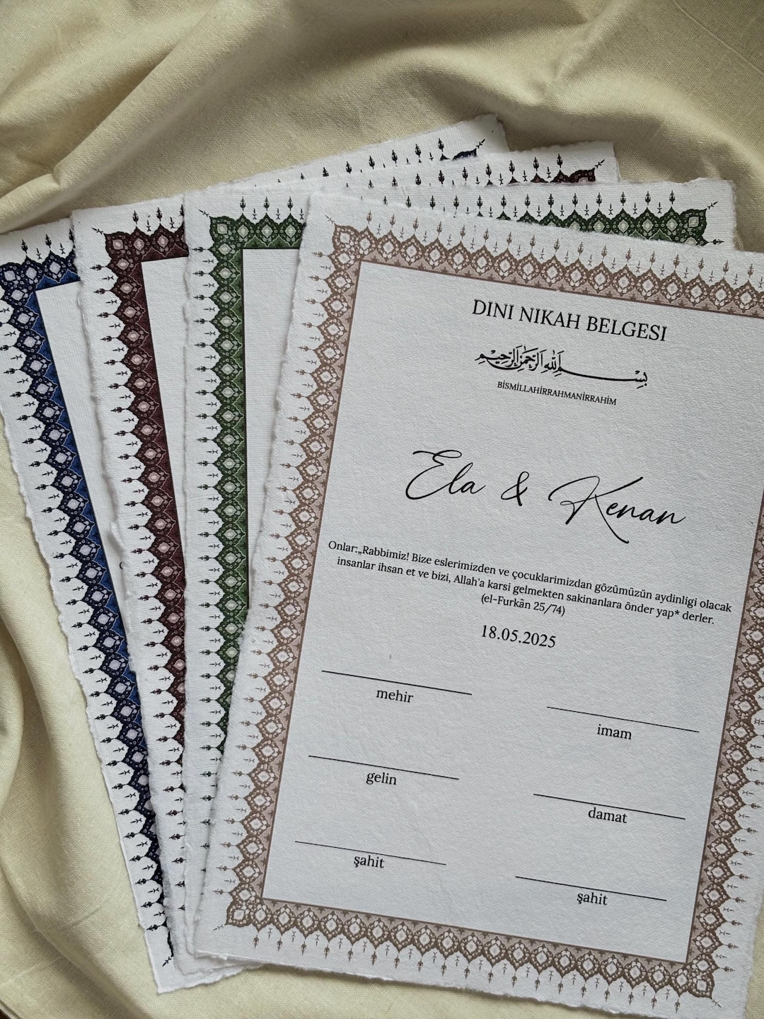 Dini Nikah Belgesi | Islamic Marriage Certificate - Etsy