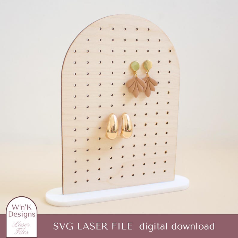 SVG Arch Earring Stand Laser Cut File: Minimalist Jewelry Display ...
