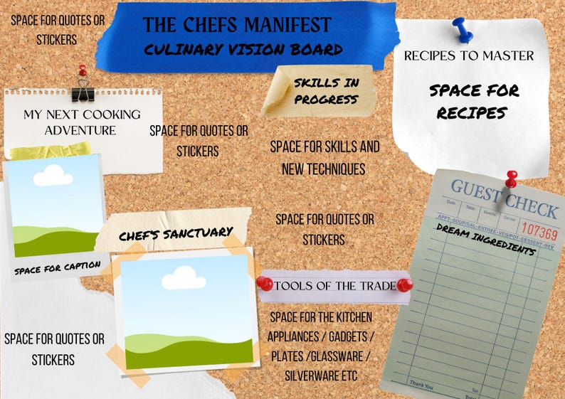 Digital Kitchen Vision Board Template ** Chef Goal Planner / Culinary ...