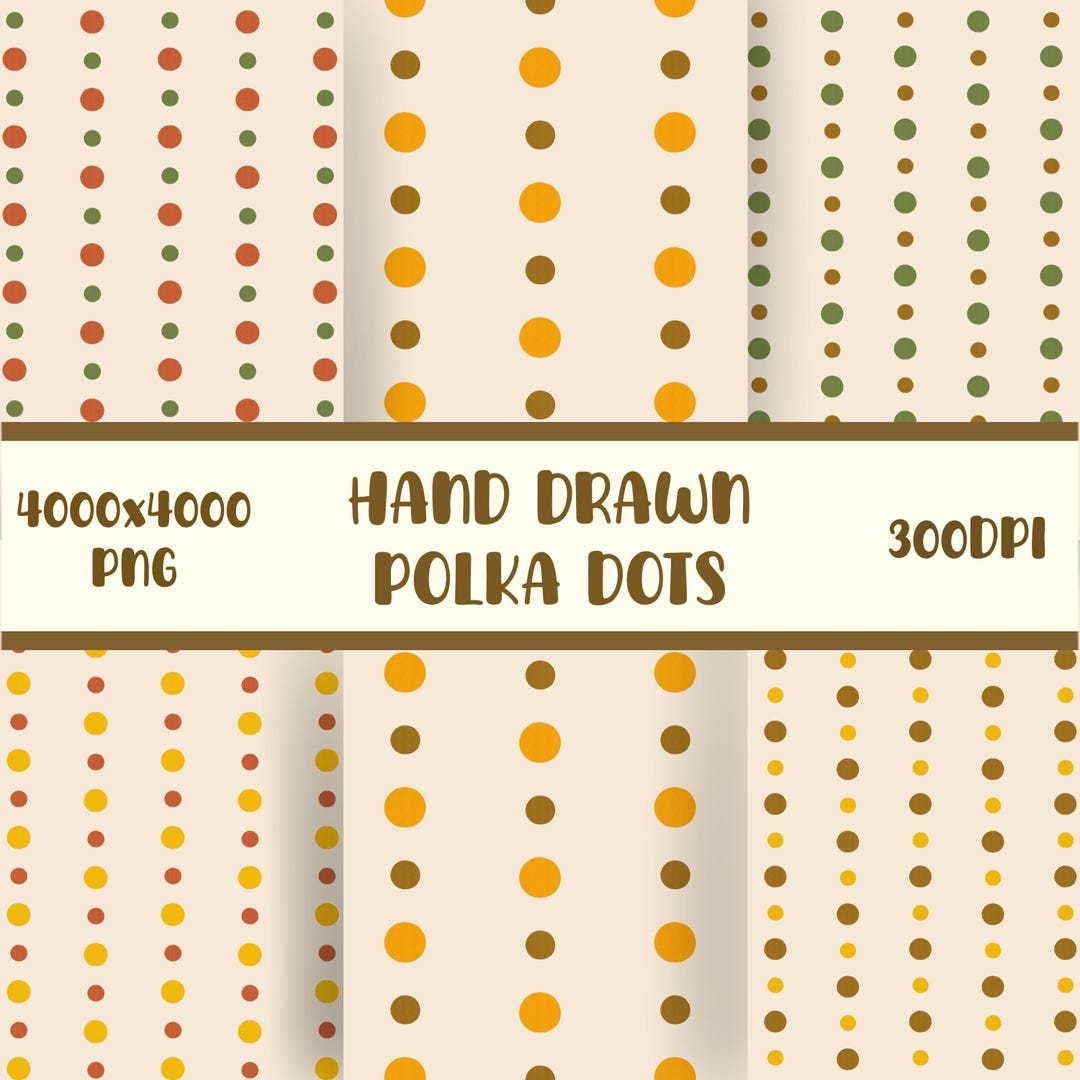 Polka Dots Digital Paper Pack, Hand Drawn Vertical Dots Background ...