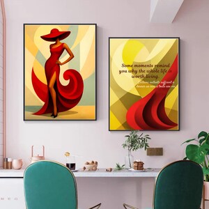 Lady in Red, Abstract Elegance With Inspirational Quote. Instant ...