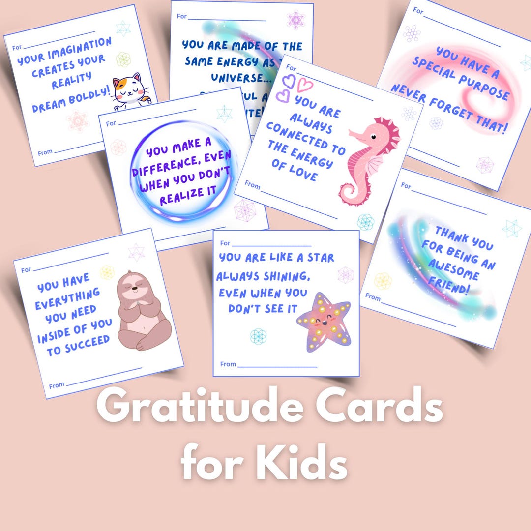 Gratitude Cards for Kids – Printable Affirmation & Kindness Notes ...