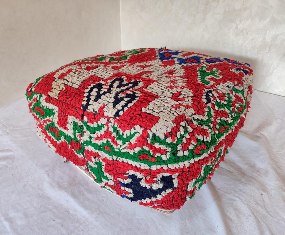 Gorgeous Red Ottoman Pouf, Moroccan Berber Pouf,kilim Vintage Pouf ...