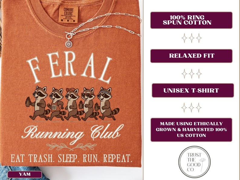 Feral Runner T-shirt, Feral Raccoon Running Club Design, Funny Raccoon ...