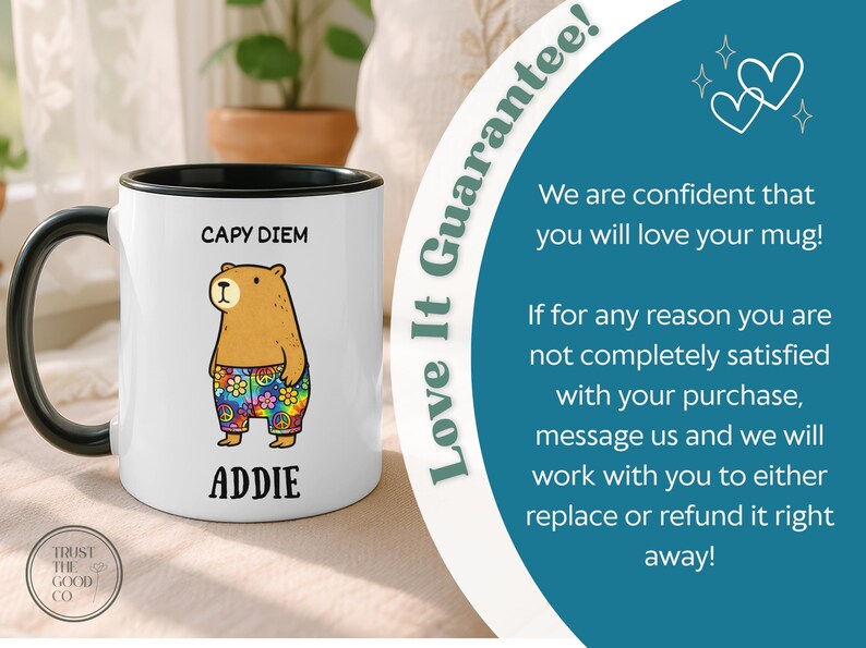 Capybara Coffee Mug, Capy Diem, Hippie Pants, Personalized Gift - Etsy
