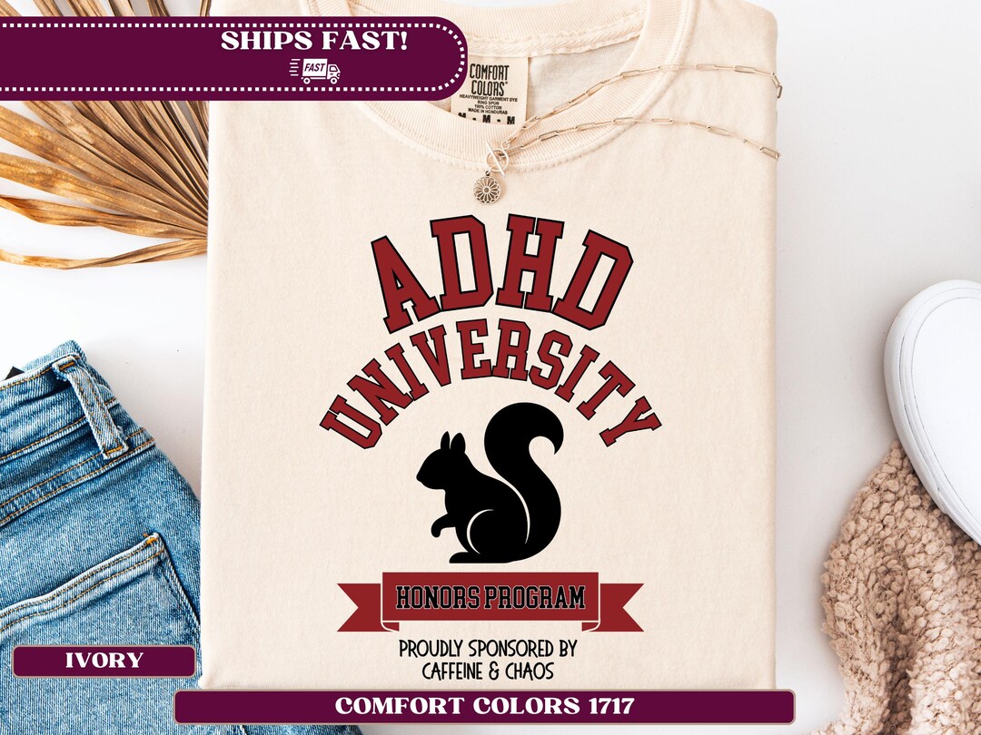 Funny Squirrel ADHD University T-shirt, Comfort Colors Tee - Etsy