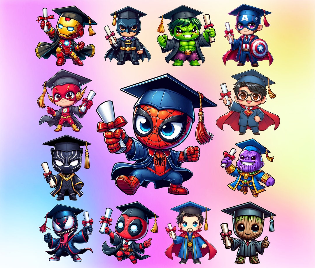 13 Designs Superhero Graduation Png Bundle, Senior Superhero Png ...