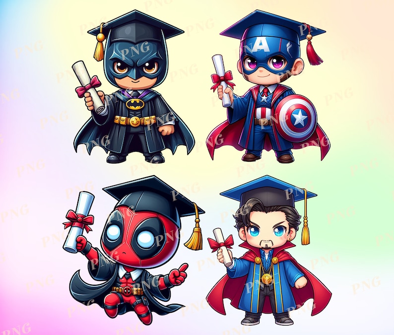 13 Designs Superhero Graduation Png Bundle, Senior Superhero Png ...