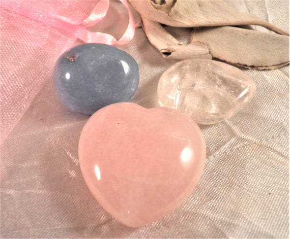 INNER PEACE Intention Stones 30 mm Rose Quartz Puffy Heart | Etsy