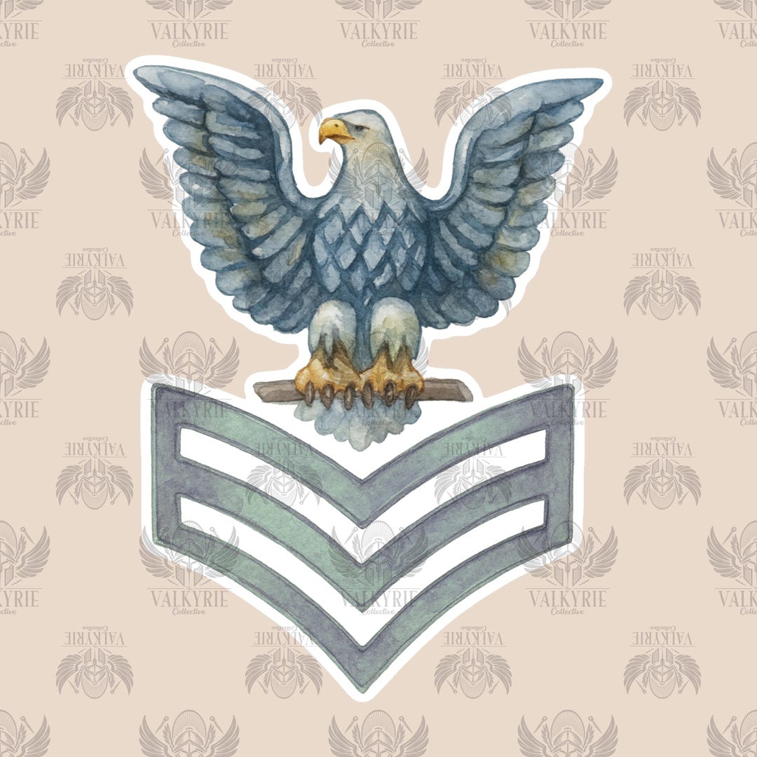 Military Navy Enlisted Rank Watercolor Stickers | E4-E6 Military Rank ...