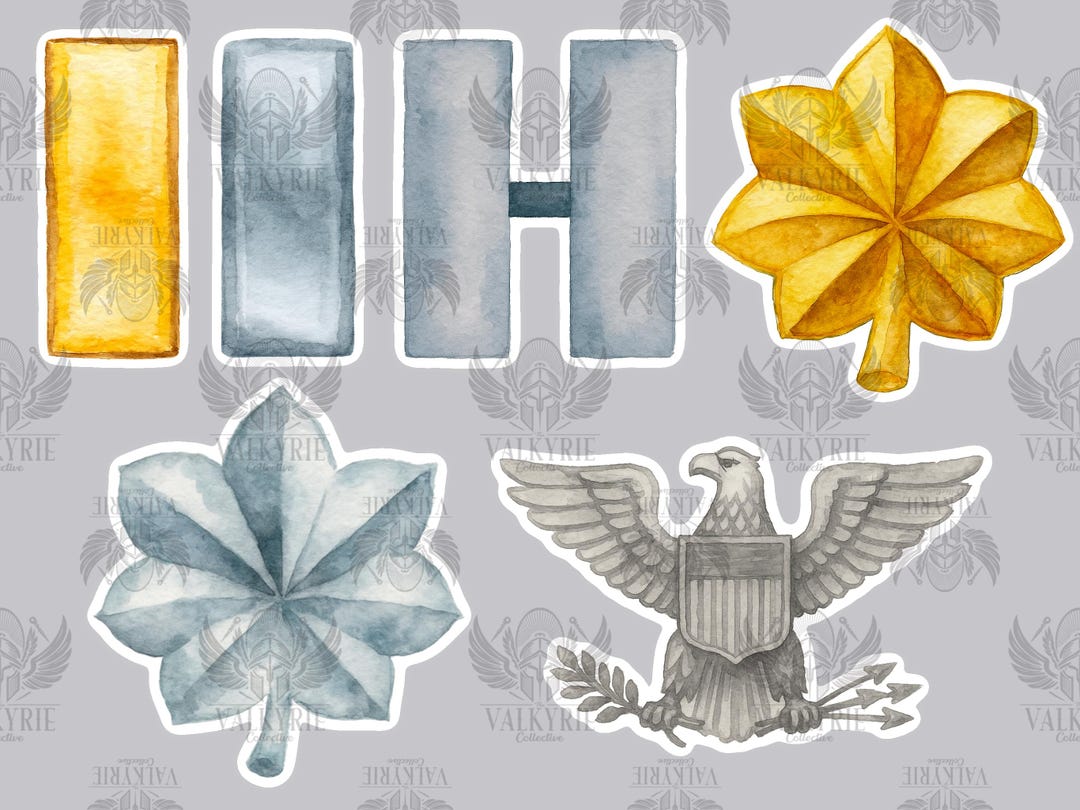 Military Officer Rank Watercolor Stickers | O1–O6 Military Rank ...