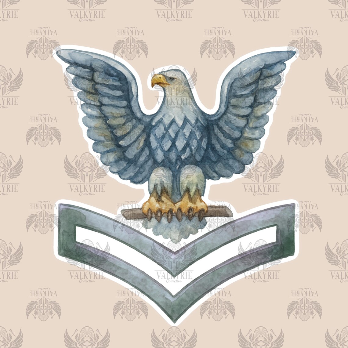Military Navy Enlisted Rank Watercolor Stickers | E4-E6 Military Rank ...