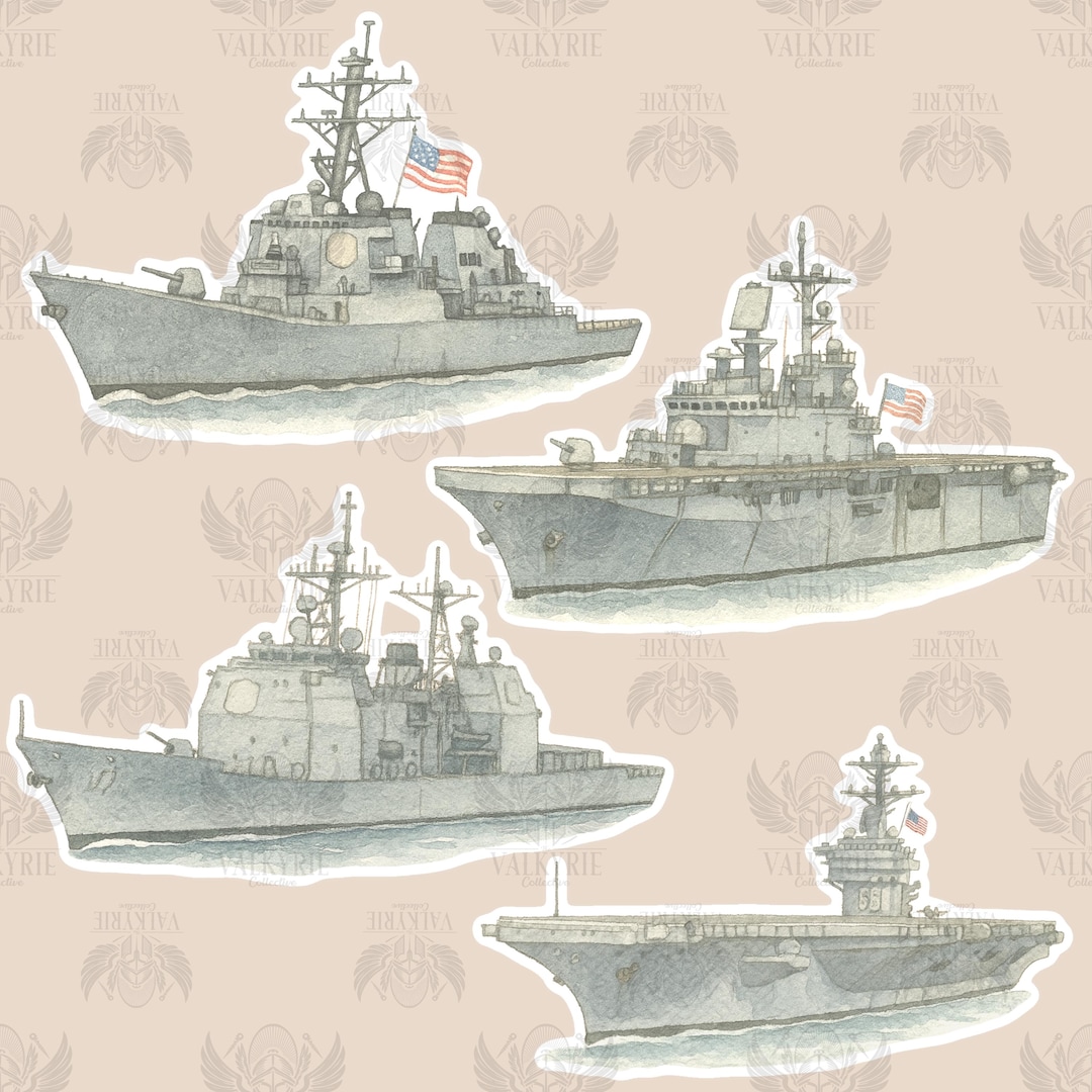 U.S. Navy Ship Sticker Pack | Watercolor Warship Stickers | Destroyer ...