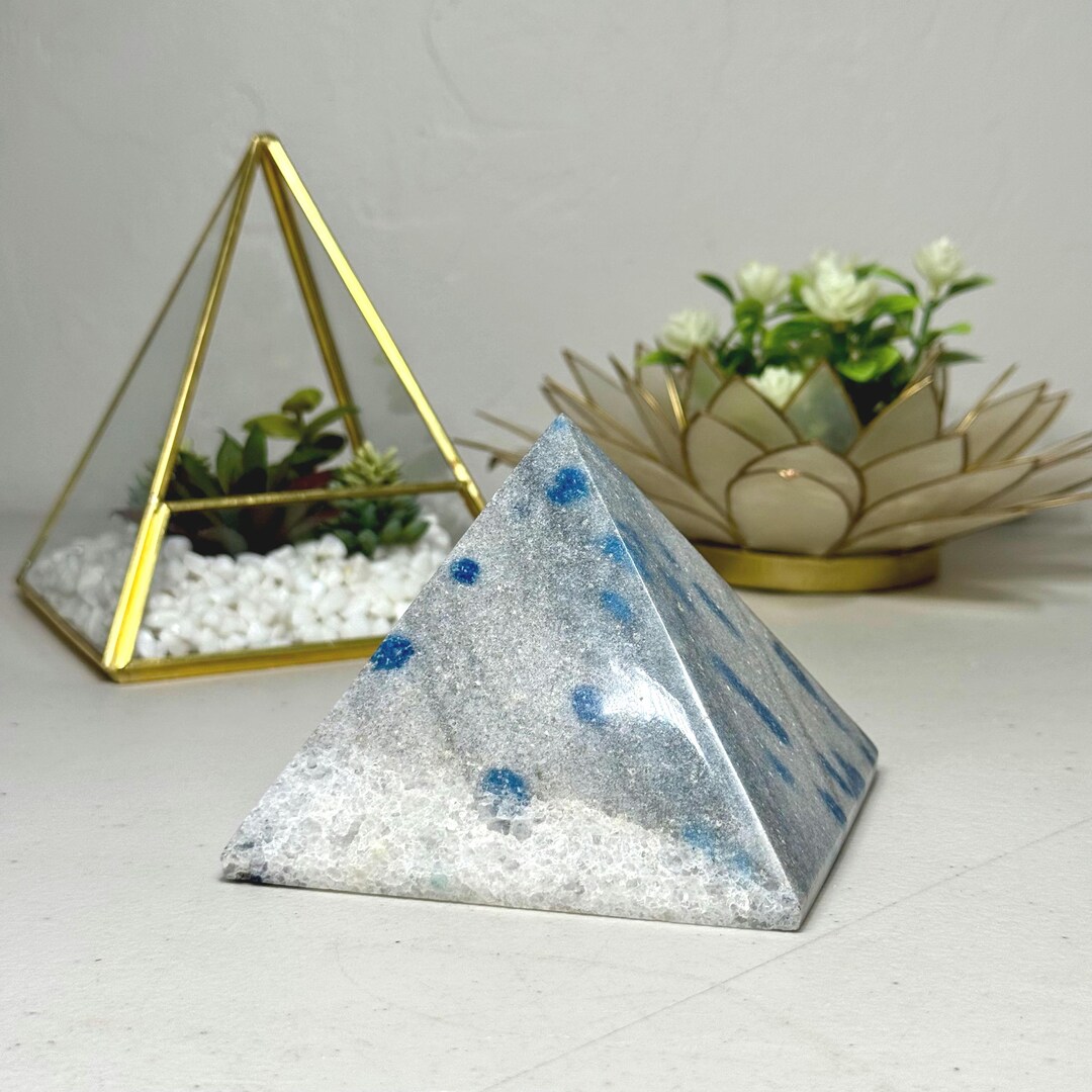 Ethereal Blue Quartz Pyramid – With Incrusted Crystal Accent - Etsy