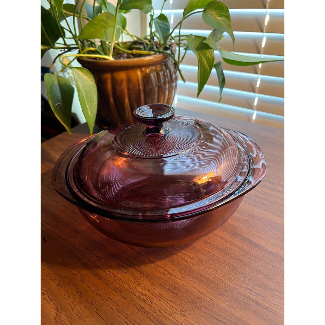LOT 2 Mismatched Cranberry PYREX: USA Visions 024 Casserole + France ...