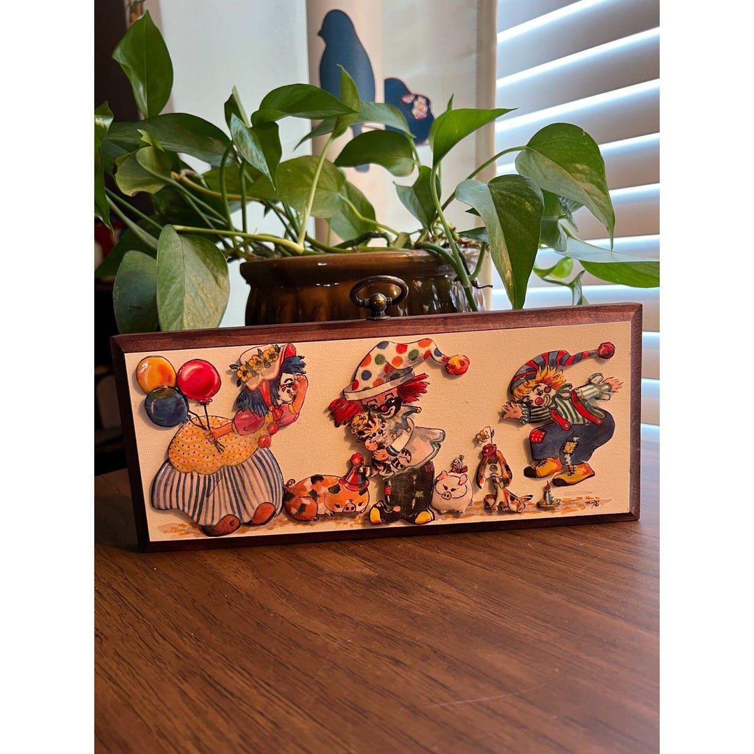 Vintage 70s 3D Decoupage Papertole Art Plaque - Signed Don Thayer ...