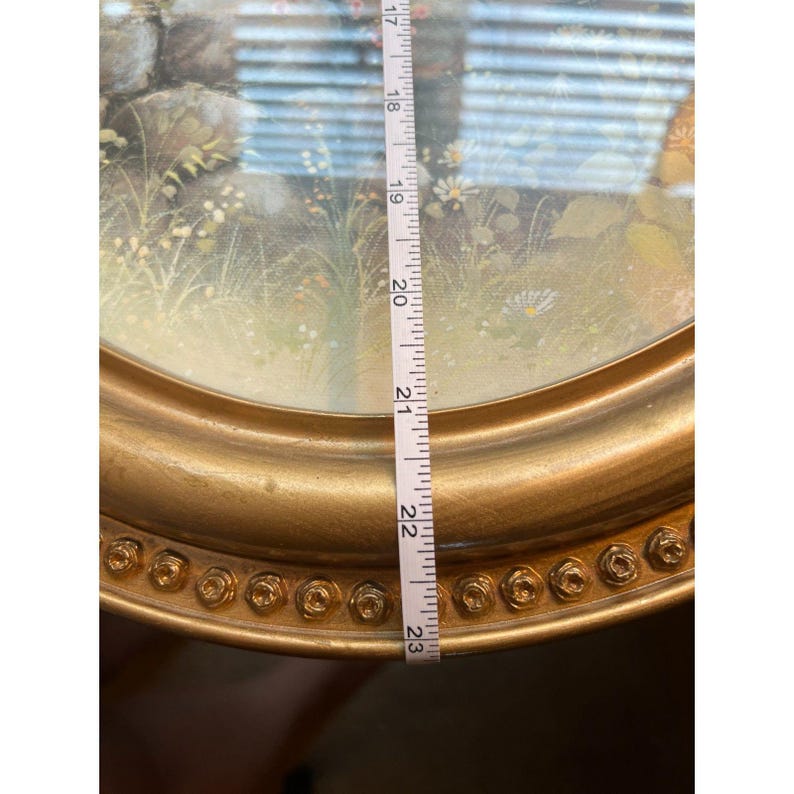 Large Vtg Framed Oval Cottage Print in Gold Ornate Frame - Cottagecore ...