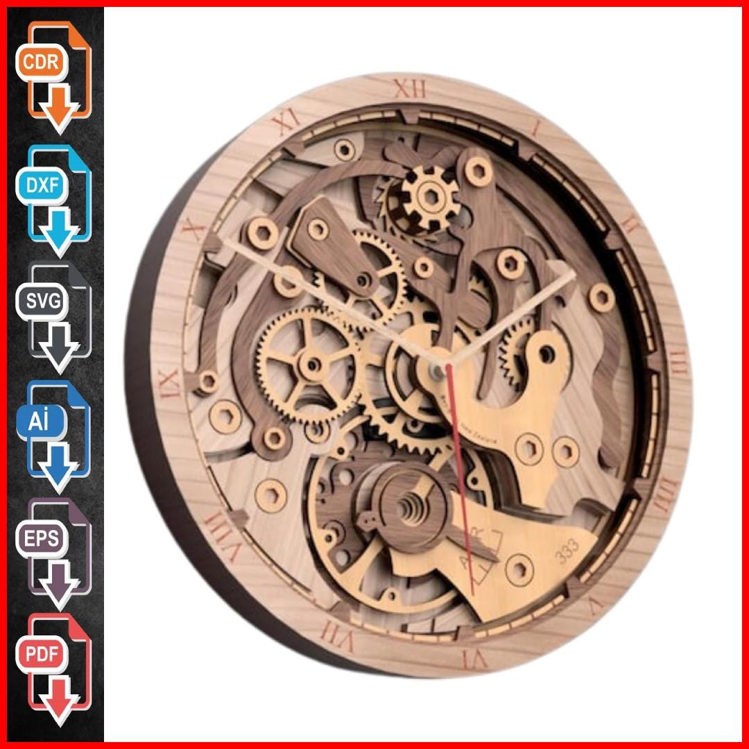 Gear Wall Clock for Living Room, Analog Wall Clock, Calendar Clock File ...