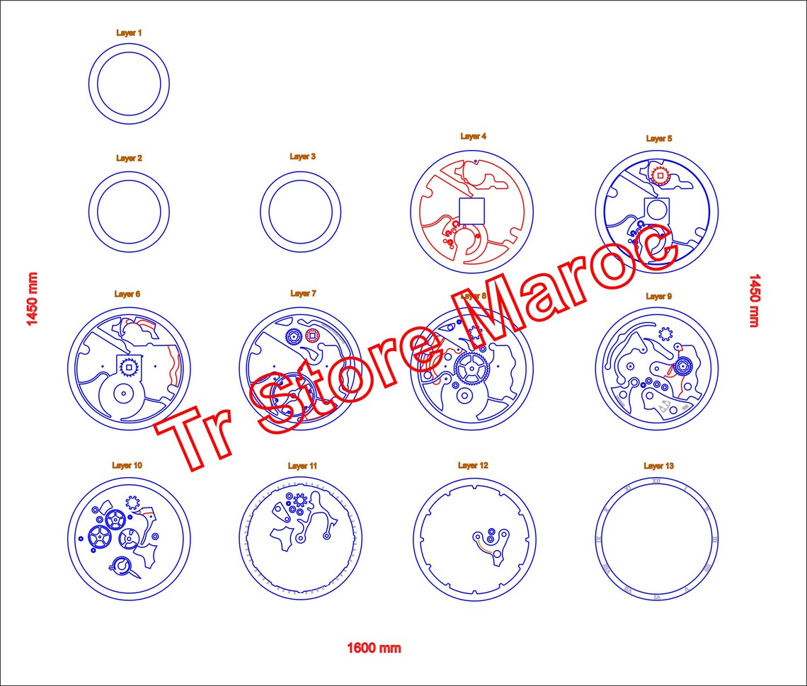 Gear Wall Clock for Living Room, Analog Wall Clock, Calendar Clock File ...