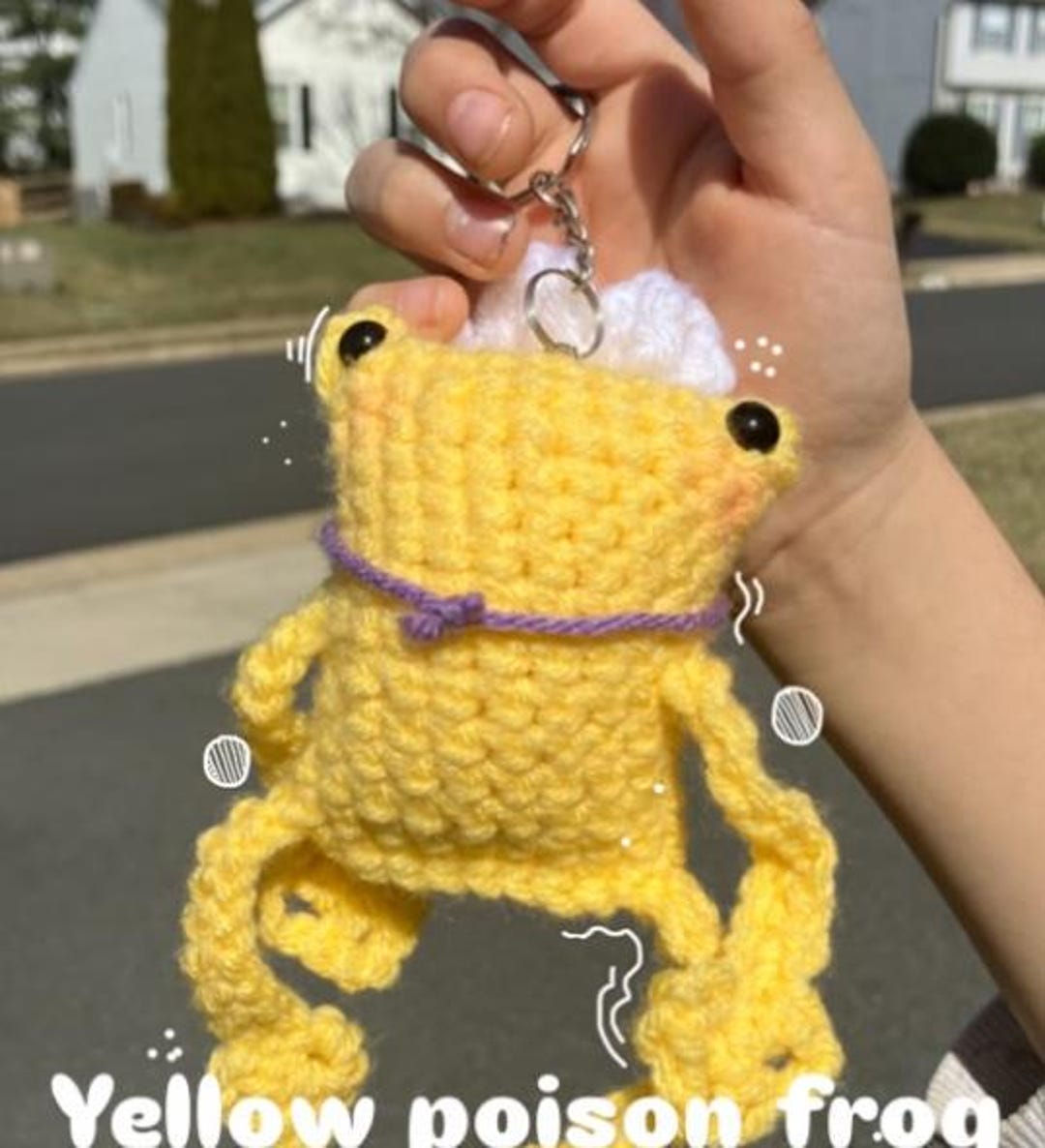 Yellow Froggy Crochet Keychain - Etsy