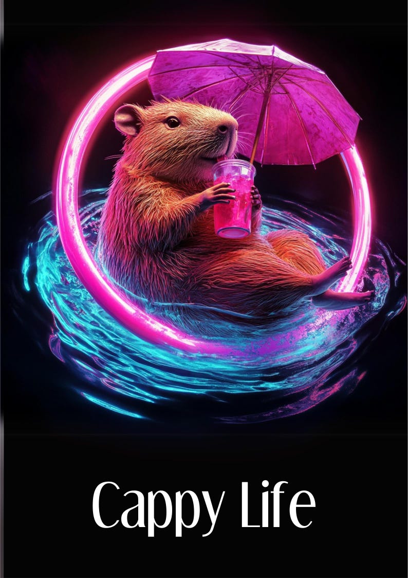Cappy Life – Neon Capybara Digital Poster (downloadable Print) - Etsy