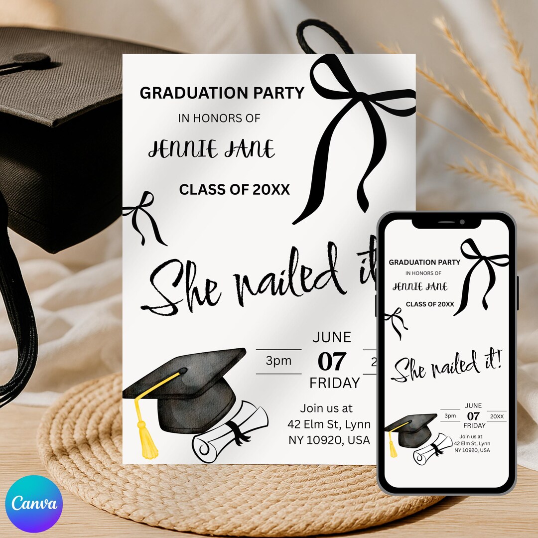 Editable Graduation Flyer & Party Invitation Class of 2025, Minimalist ...