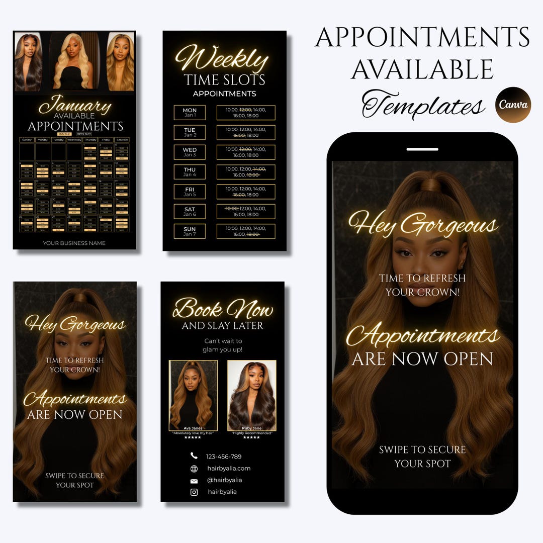 Weekly Appointment Availability, Monthly Booking Calendar , Weekly ...
