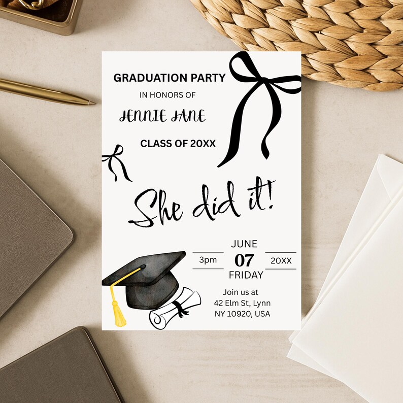 Editable Graduation Flyer & Party Invitation Class of 2025, Minimalist ...