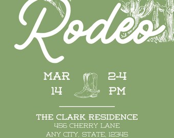 Saddle up First Rodeo Invitation | Western Cowboy Birthday Invite ...