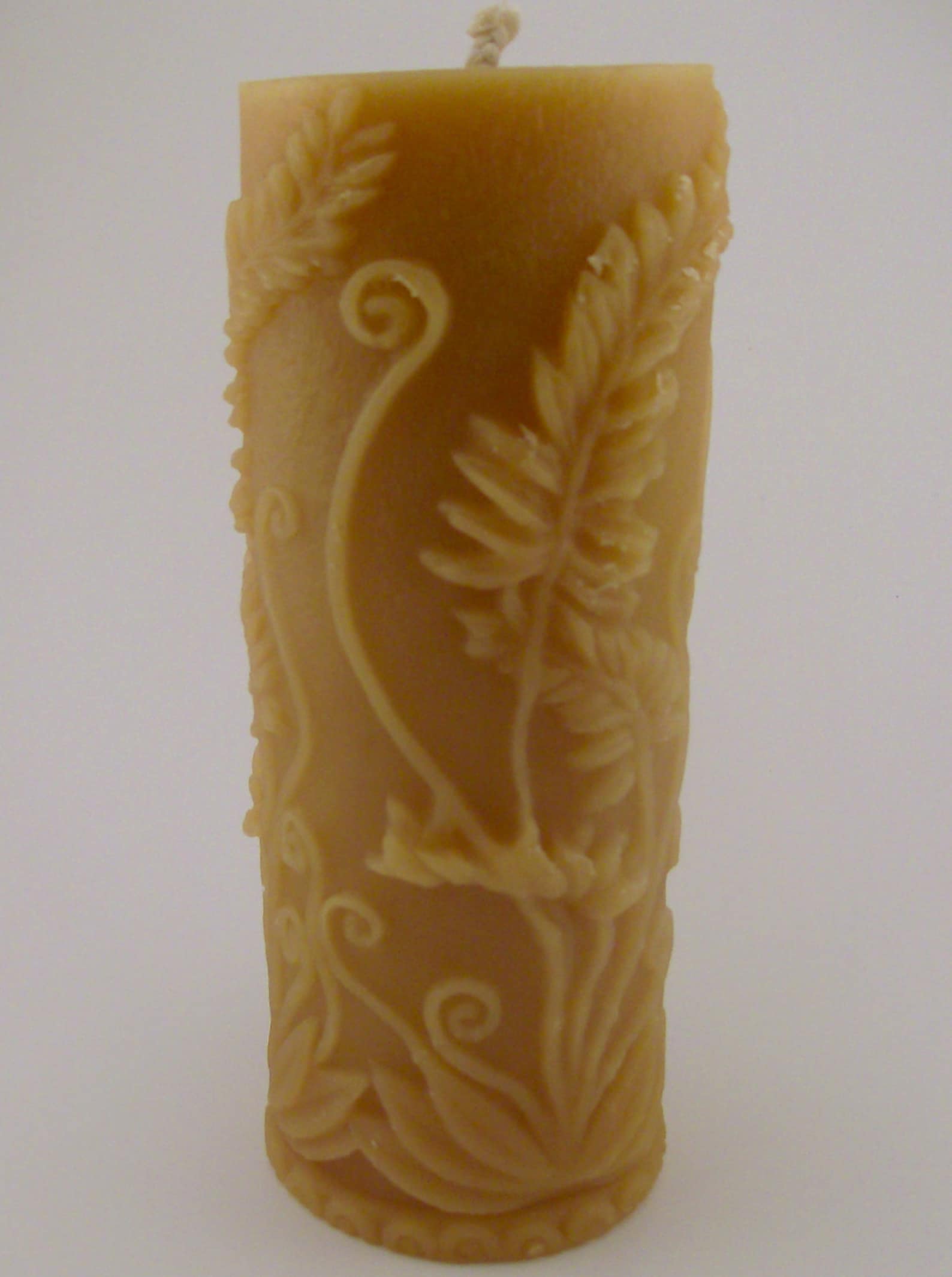 Rustic Fern Pillar Pure Beeswax Candle - Etsy