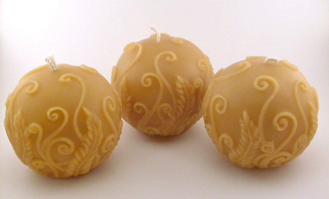 Rustic Fern Ball Custom Set of 3 Beeswax Candles - Etsy