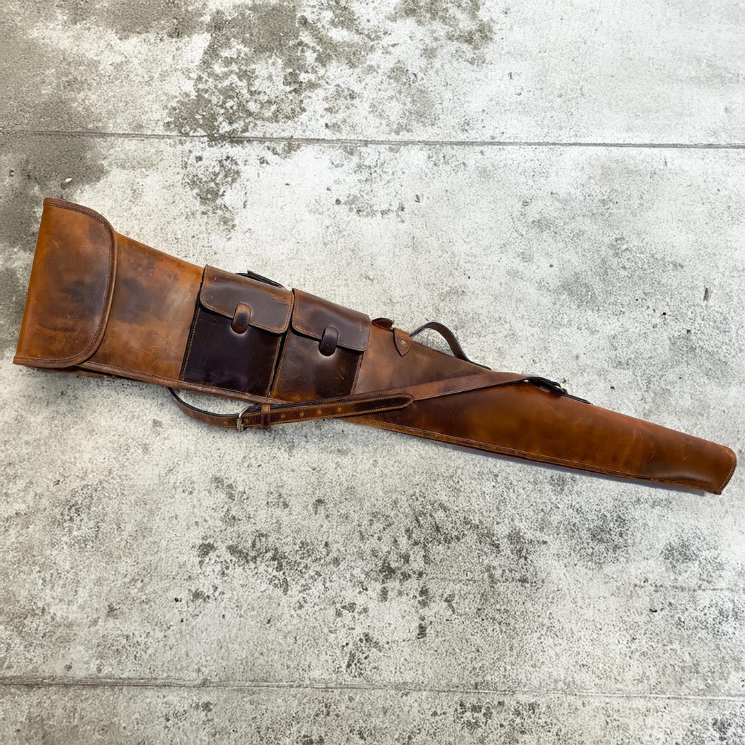 50" Leather Western Rifle Scabbard – Fur-lined Gun Case With Ammo ...