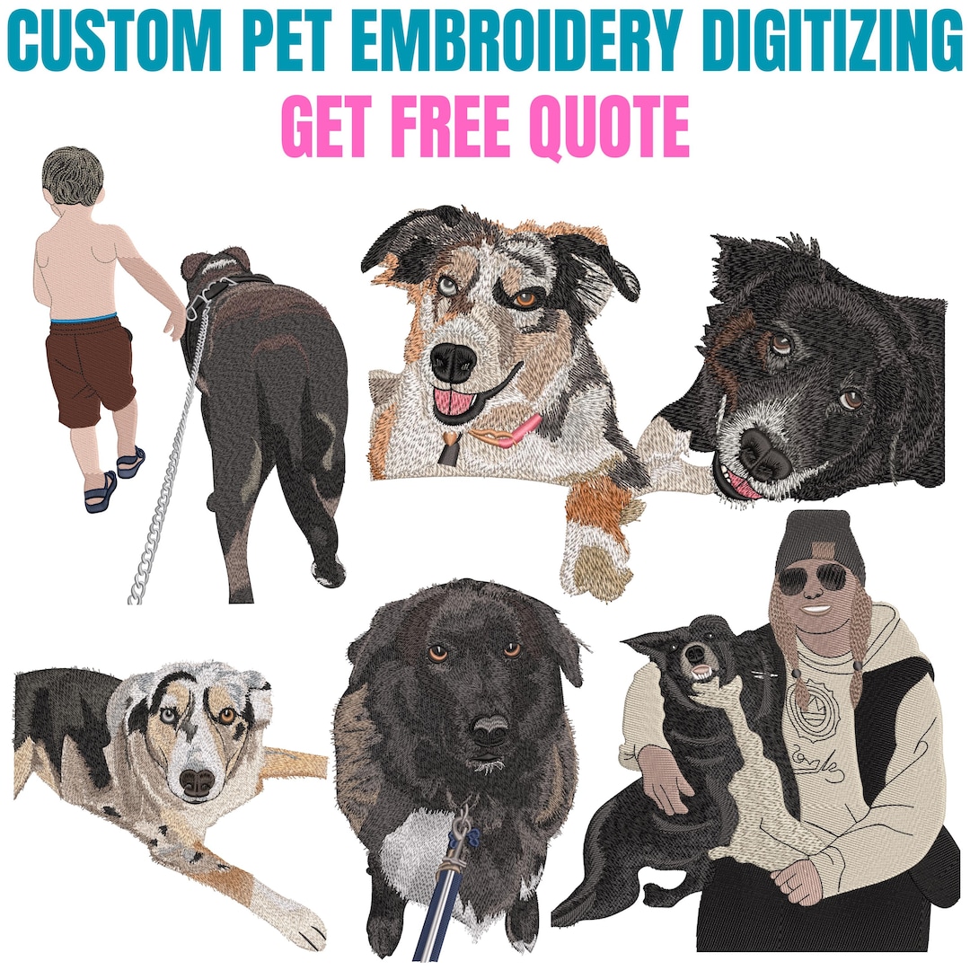 Custom Pet Embroidery Digitizing: Dog, Cat, Horse - Etsy