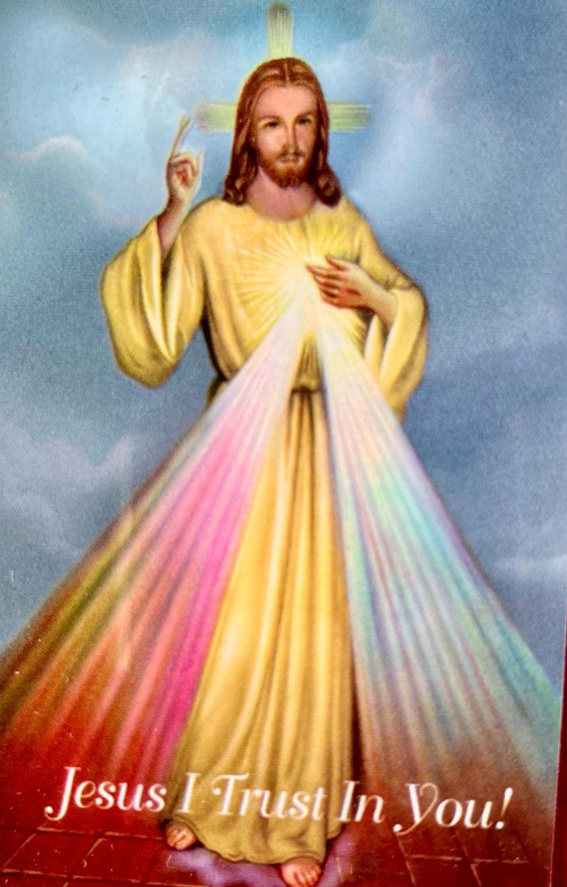 Divine Mercy Rosary Jesus Prayer Card Novena Chaplet Scapular Holy ...