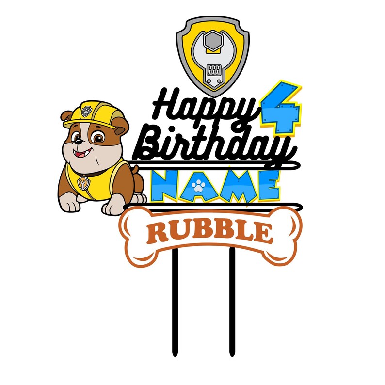 Paw Patrol Rubble Cake Topper Digital SVG File - Etsy
